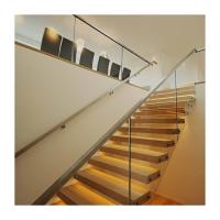 China Wood tread floating staircases rubber wood staircase remodel floating stairs for sale