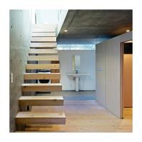 China Straight wood tread floating staircase cantilever wooden modern floating staircase for sale