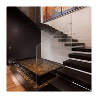 China Glass wood floating staircase used straight staircase wood step curved floating stairs for sale