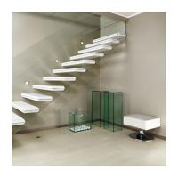 China Glass wood floating staircase used straight staircase wood step curved floating stairs for sale