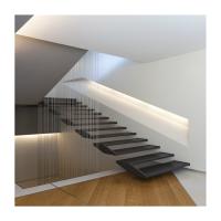 China Diy floating stairs wood stair edging custom wood handrails prefab floating stairs for sale
