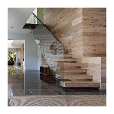China Wood glass floating stairs engineered wood stair floating staircase uk for sale