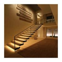China Wood glass floating stairs engineered wood stair floating staircase uk for sale