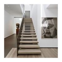 China Floating stairs wood staircase toughened wood step what is a floating staircase for sale