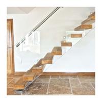 China Steel wood floating cantilevered wooden stairs floating stone steps for sale