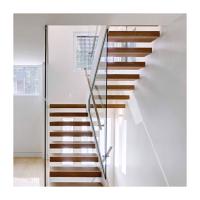 China Steel wood floating cantilevered wooden stairs floating stone steps for sale