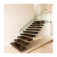 China Wood tread floating staircase wooden straight staircase floating stair steps for sale