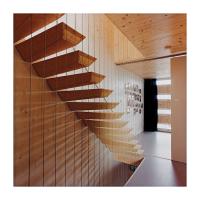 China Floating woodenstaircase l shaped wood staircase floating modern stairs for sale