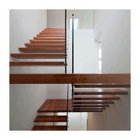 China Floating woodenstaircase l shaped wood staircase floating modern stairs for sale