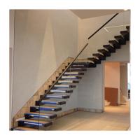 China Floating woodenstaircase l shaped wood staircase floating modern stairs for sale
