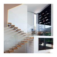 China Wood stair treads floating staircase wood service stairs hidden beam floating staircase for sale