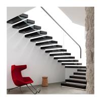 China Wood treads floating stairs- wooden exterior stair treads indoor floating staircase for sale