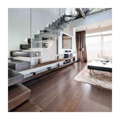 China Solid wood floating staircase wood banisters and railings floating stairs with landing for sale