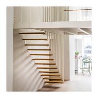China Floating solid wood steps staircase type of wood stair railings floating staircase ronald malfi for sale