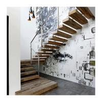 China Floating solid wood steps staircase type of wood stair railings floating staircase ronald malfi for sale