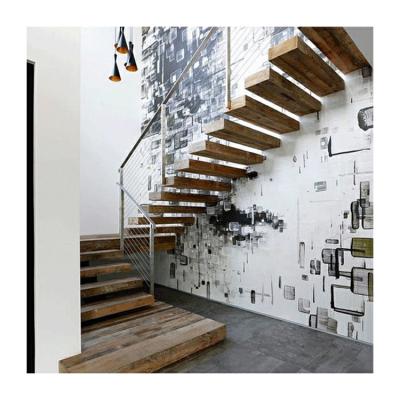 China Floating staircase in wooden cantilever staircase half floating stairs for sale