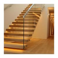 China Build wood floating staircase balustrade wood stairs floating handrail for sale