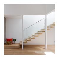 China Build wood floating staircase balustrade wood stairs floating handrail for sale