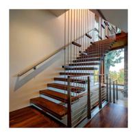 China Floating wood trends stairs wooden staircase photos floating front steps for sale