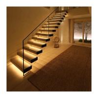 China Floating wood trends stairs wooden staircase photos floating front steps for sale