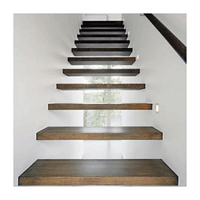 China Floating wood stair supplier solid wood staircase affordable floating stairs for sale