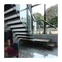 China House red oak tread stairs floating modern wood stairs floating stair railing for sale