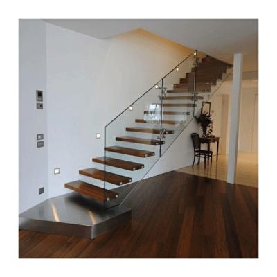 China Wooden tread floating stairs wood stairs lowe price floating steps for sale for sale