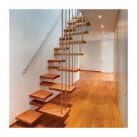 China Wood steps floating staircase wooden treads staircase painted floating stairs for sale