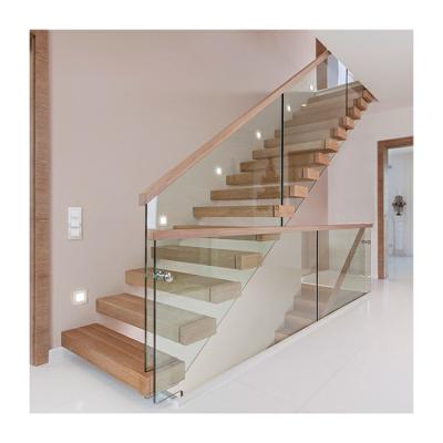 China Floating solid wood staircase wood stairs floating marble staircase for sale