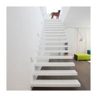 China Floating solid wood staircase wood stairs floating marble staircase for sale