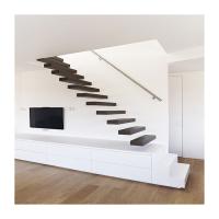 China Floating wood stair suppliers indoor wooden stair stringers floating stairs construction for sale