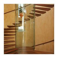 China Wood glass floating staircase price red wood floating staircase cost for sale