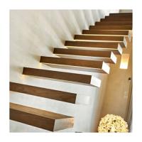 China Wood glass floating staircase price red wood floating staircase cost for sale