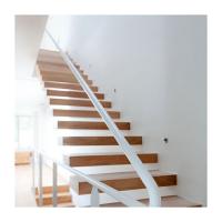China Stairs floating with oak wood tread in wood floating double staircase for sale