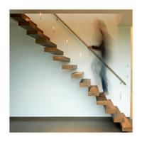 China Floating wood stairs manufactory contemporary wood marble floating stairs for sale