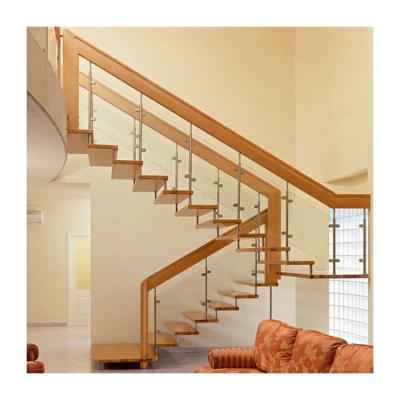 China Floating timber staircase design hardwood modern floating stairs for sale