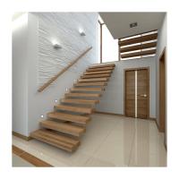 China Oak tread stairs floating wood stair details floating stone staircase for sale