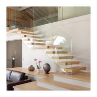 China Floating wooded staircase beautiful wood stairs cheap floating staircase for sale
