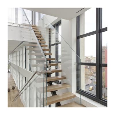 China Railing for oak floating staircase wood stair kits floating stairs with cable railing for sale