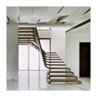 China Oak floating stair tread wooden stairs cost floating stair handrail for sale