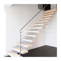 China Oak floating stair tread wooden stairs cost floating stair handrail for sale
