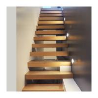 China Oak floating stair tread wooden stairs cost floating stair handrail for sale
