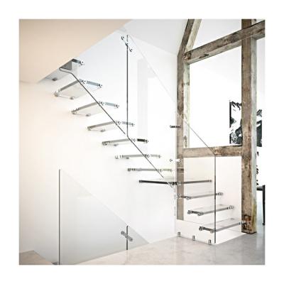 China Aluminum tempered glass staircase floating glass stairs manufacturer for sale
