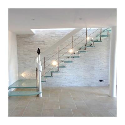 China Pre built stairs tempered laminated glass staircase floating glass photo frame for sale