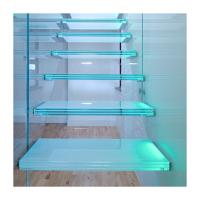 China Industrial portable staircase handrail glass design modern floating glass stairs for sale