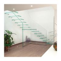 China Balcony railings tempered glass straight staircase floating glass stairs price for sale