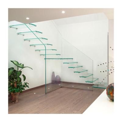 China Balcony railings tempered glass straight staircase floating glass stairs price for sale