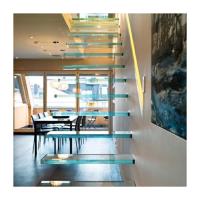 China Balcony railings tempered glass straight staircase floating glass stairs price for sale