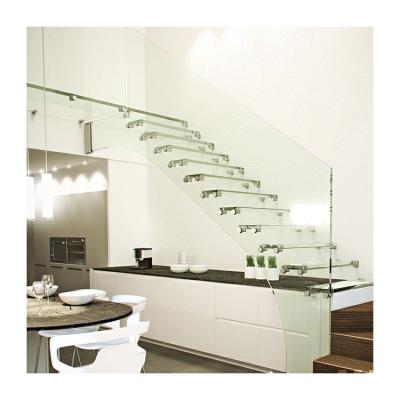 China Small house stair staircase toughened glass panel floating stairs glass balustrade for sale