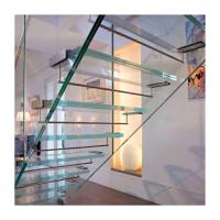 China Small house stair staircase toughened glass panel floating stairs glass balustrade for sale